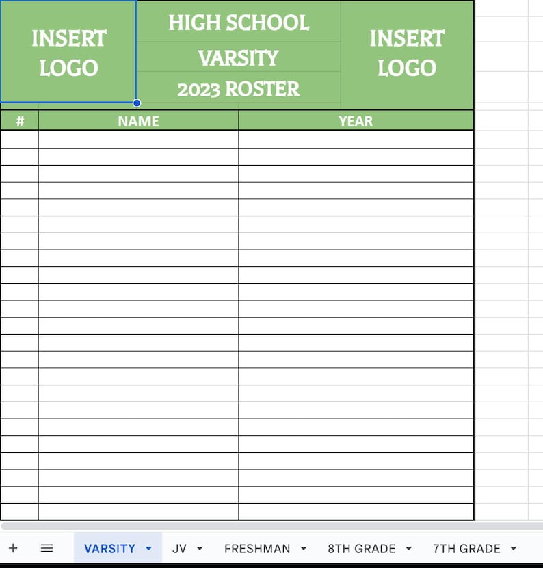 Roster Template 1 - Etsy