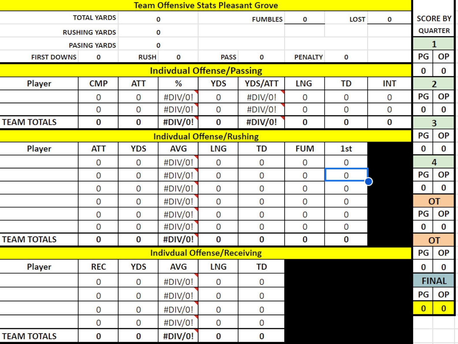 Football Game/season Stat Sheet - Etsy