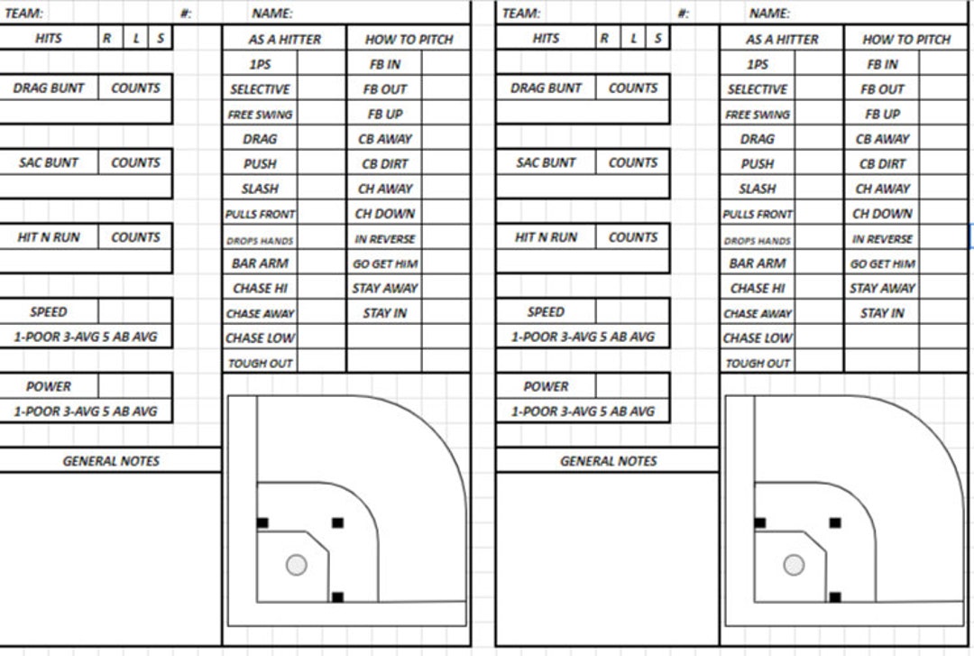 BASEBALL: Hitter Scout Cards 2 - Etsy