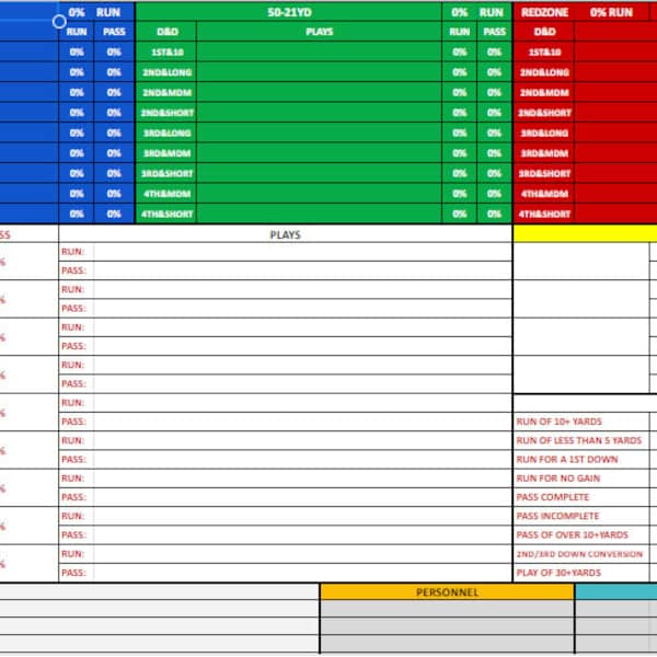 Football Play Call Sheet - Etsy