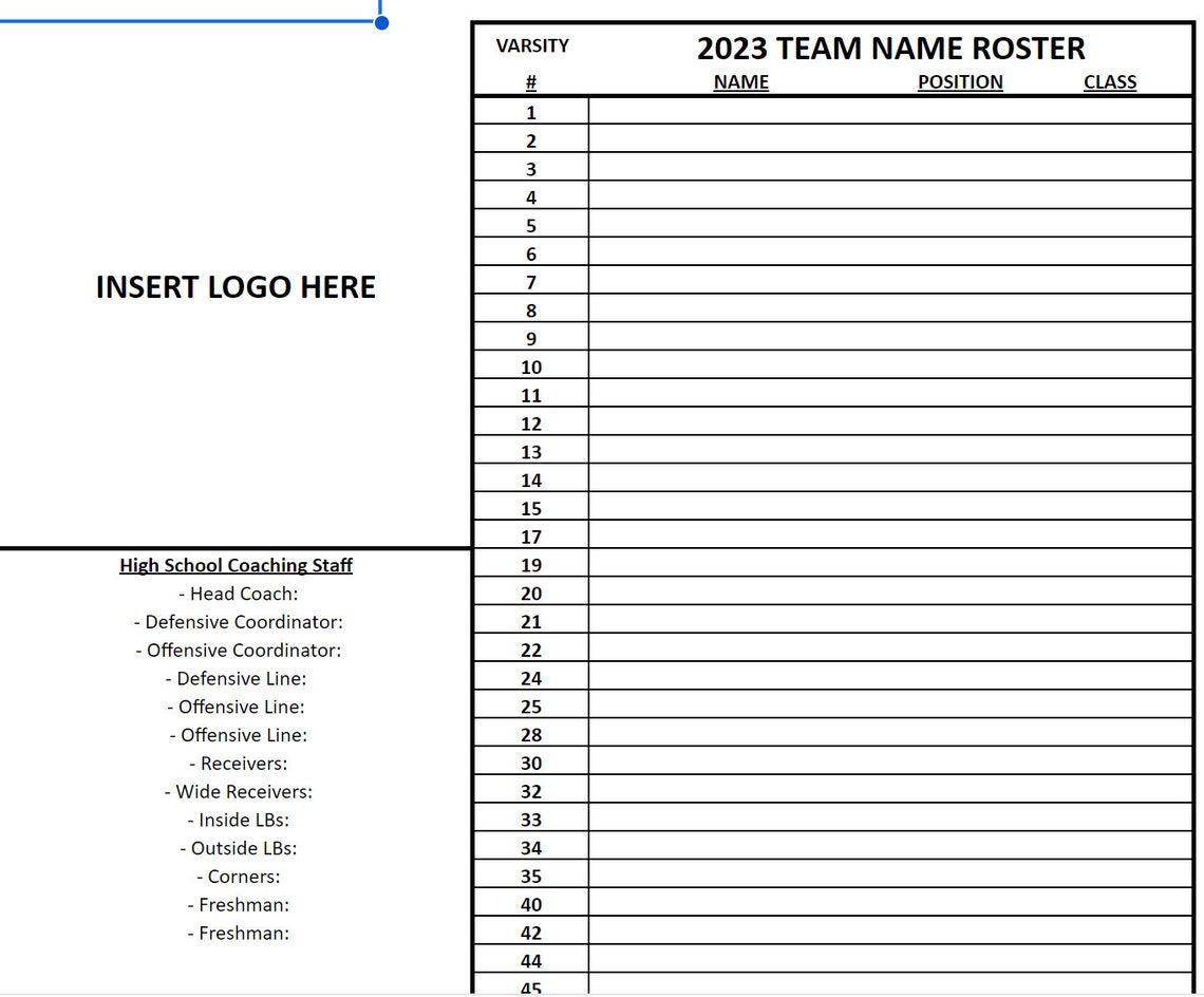 Roster Template 2 - Etsy
