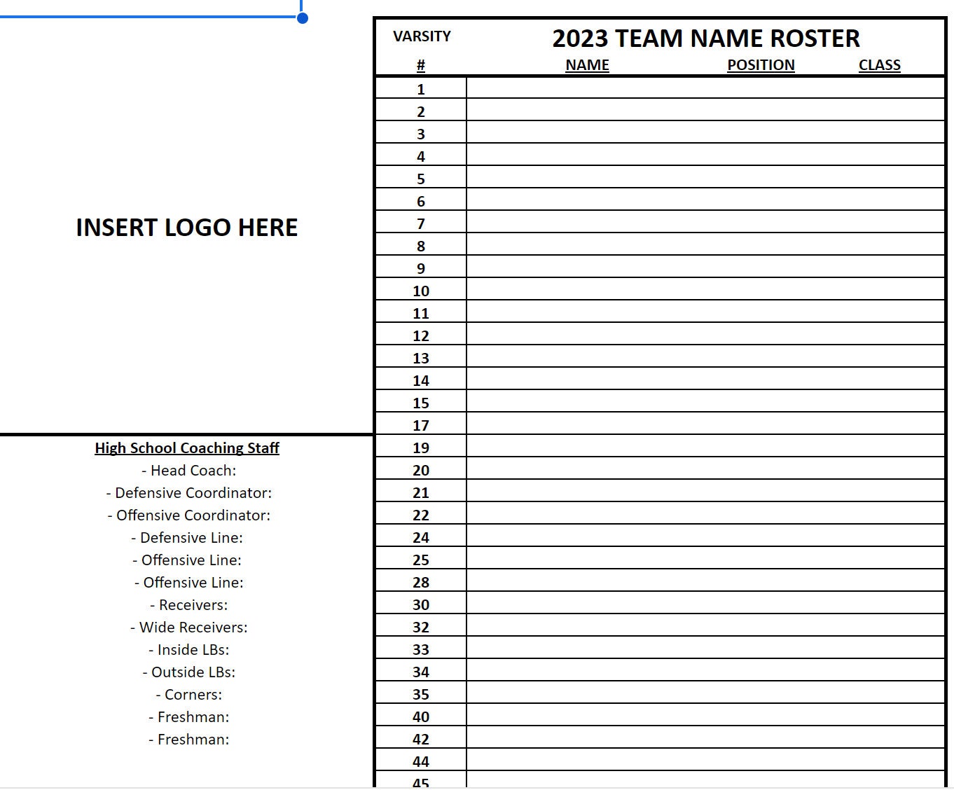 Roster Template Bundle - Etsy