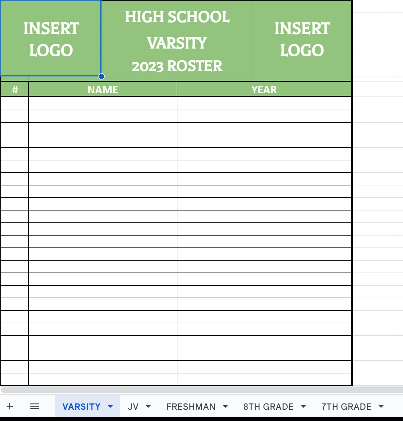 Roster Template Bundle - Etsy
