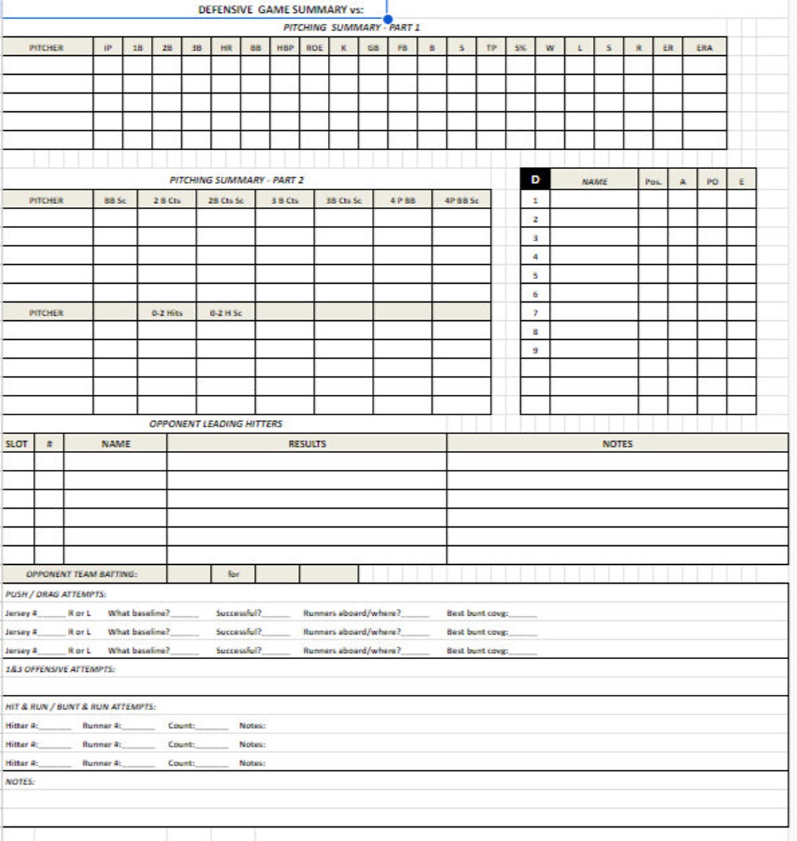BASEBALL GAME SUMMARY - Etsy