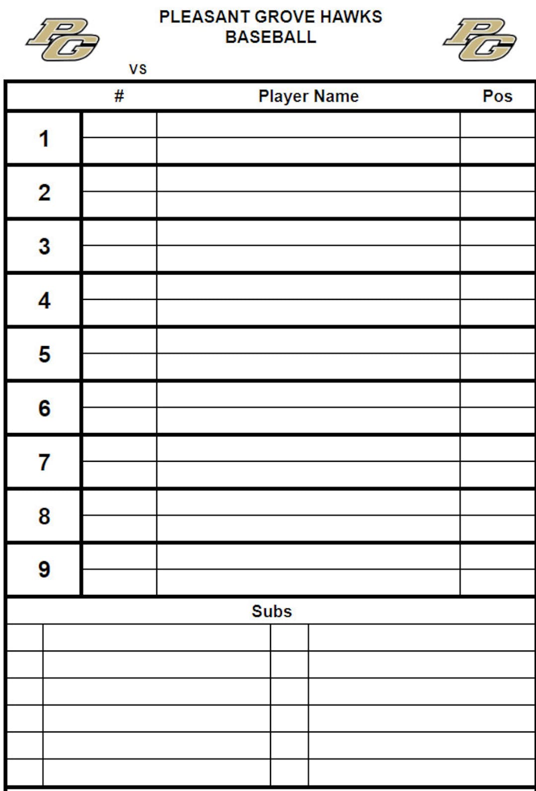 Baseball Line up Card - Etsy