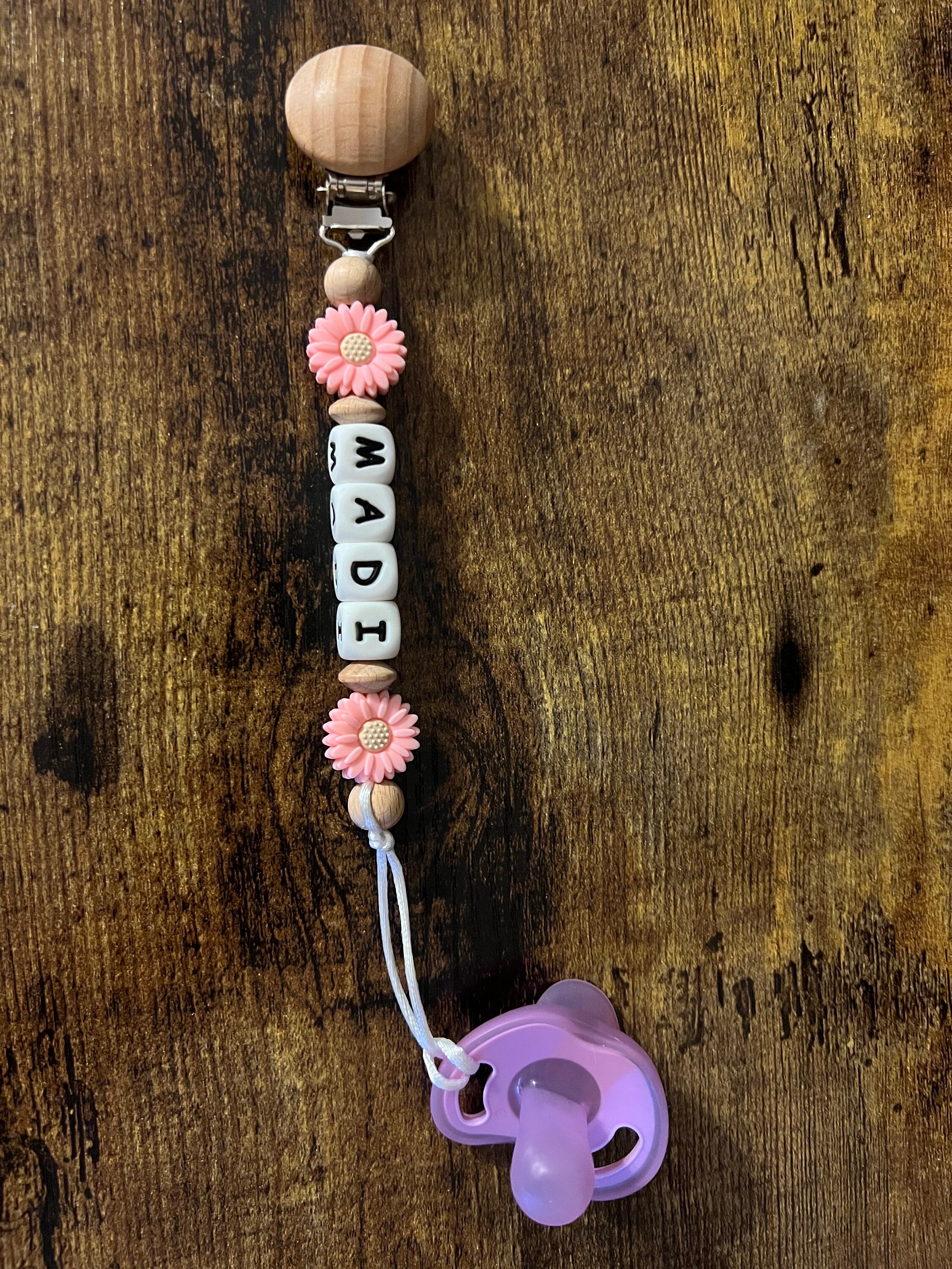 Personalized Pacifier Clips Baby Shower Gift Daisy Flower Boho - Etsy