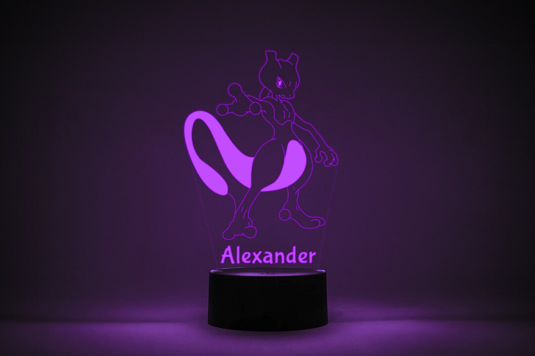 Personalized Mewtwo LED Night Light Multi Color Birthday Gift Pokemon ...