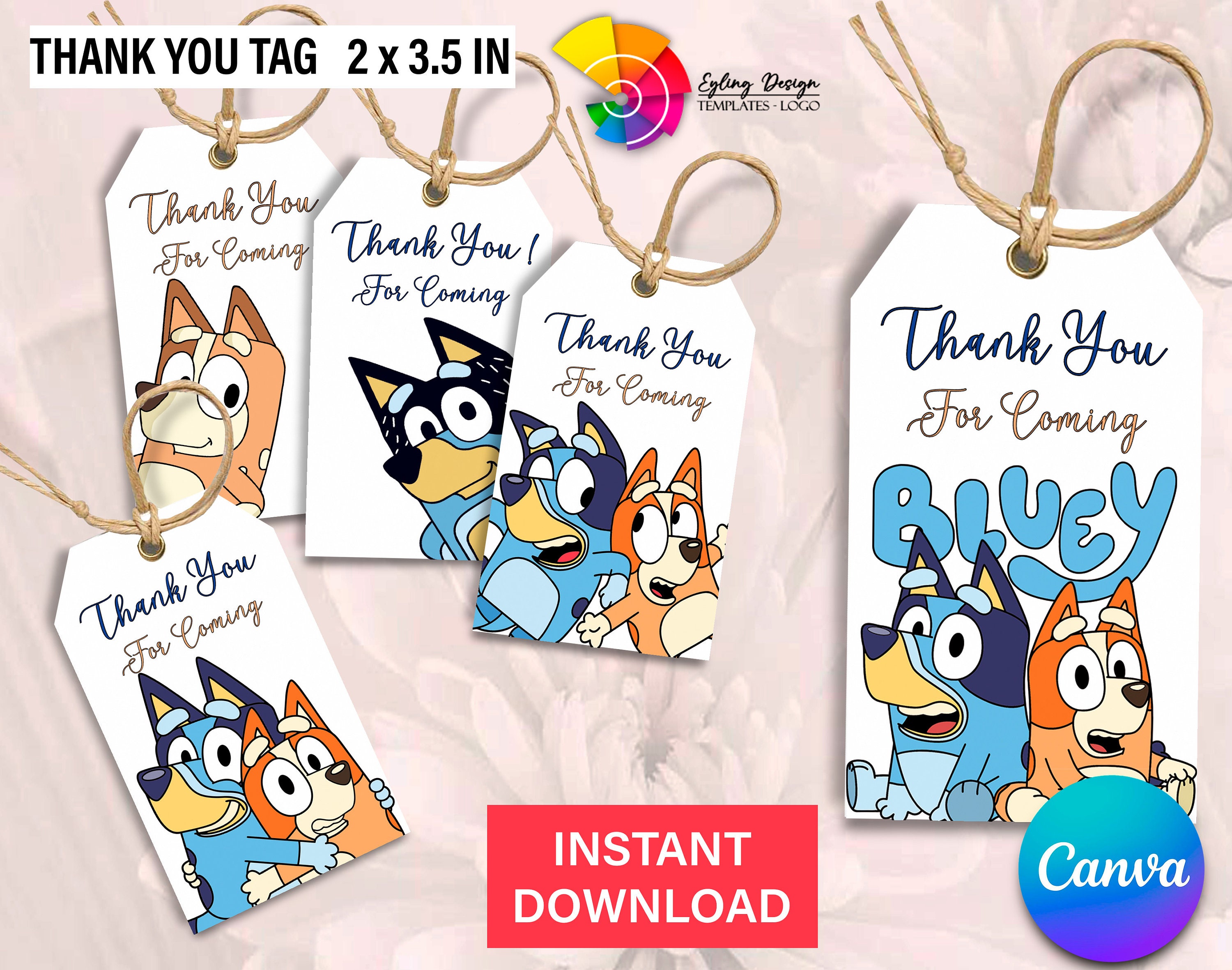 Editable Bluey Thank You Tag Template Birthday Party Favor - Etsy UK