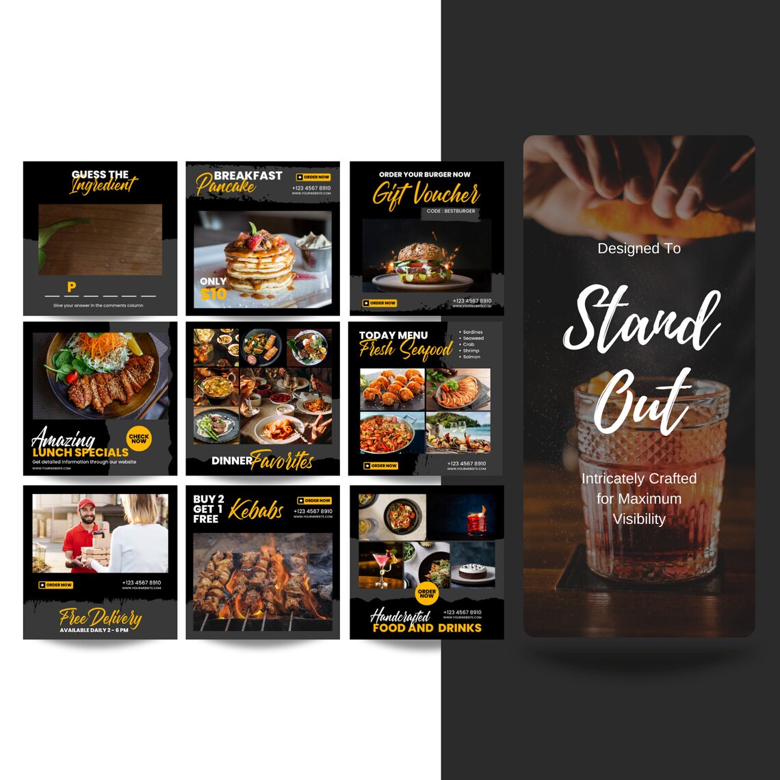Fun Food & Restaurant Instagram Templates - Restaurant Templates, Food ...
