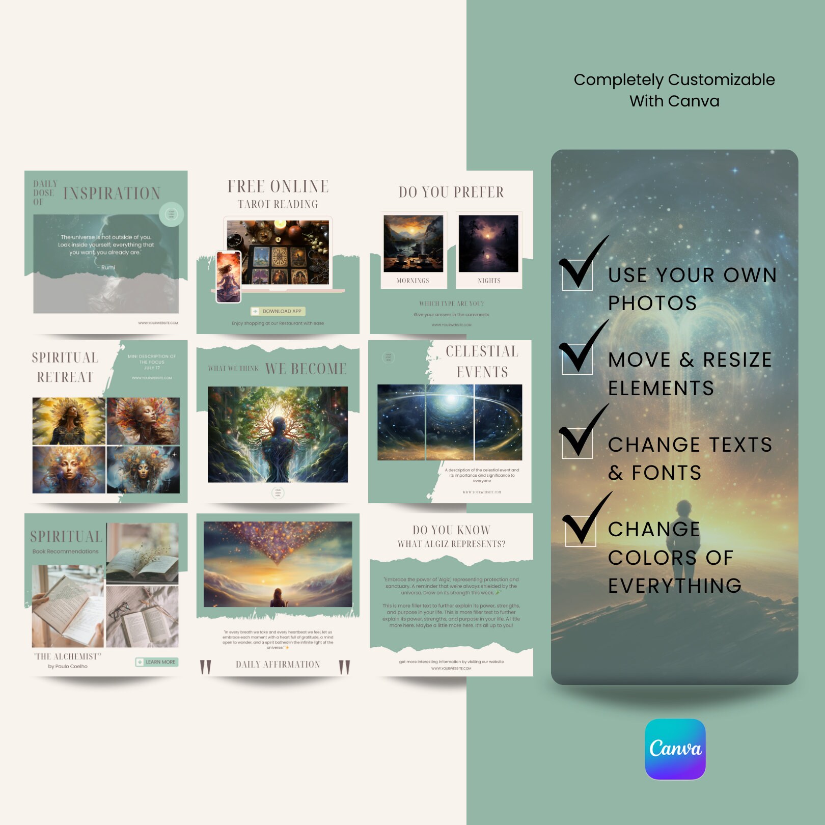 Spiritual Instagram Post Templates - WITH IMAGERY - Spiritual Instagram ...
