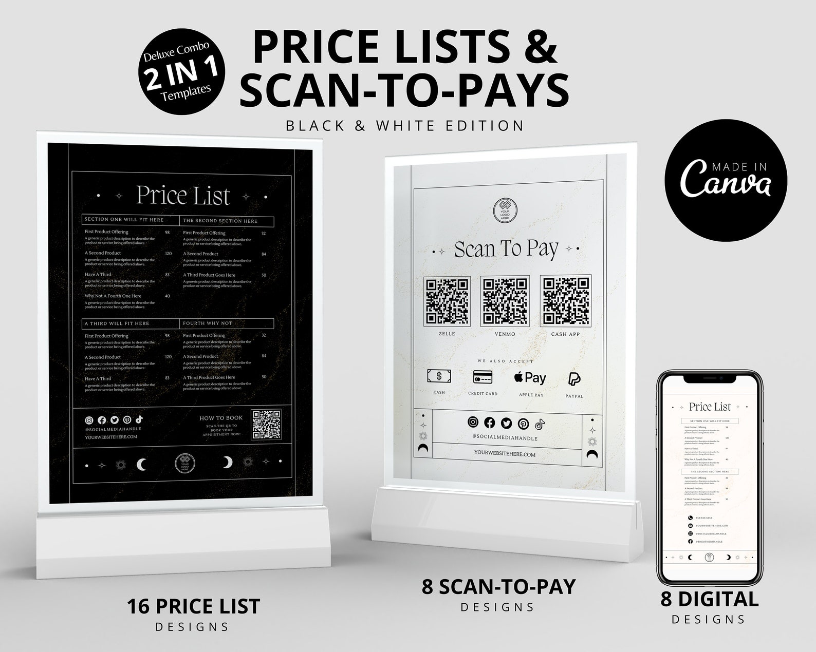 Price List Template, Editable Price List Template Canva, Beauty Salon ...