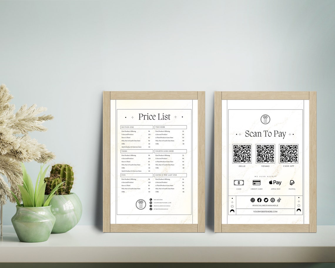 Price List Template, Editable Price List Template Canva, Beauty Salon ...