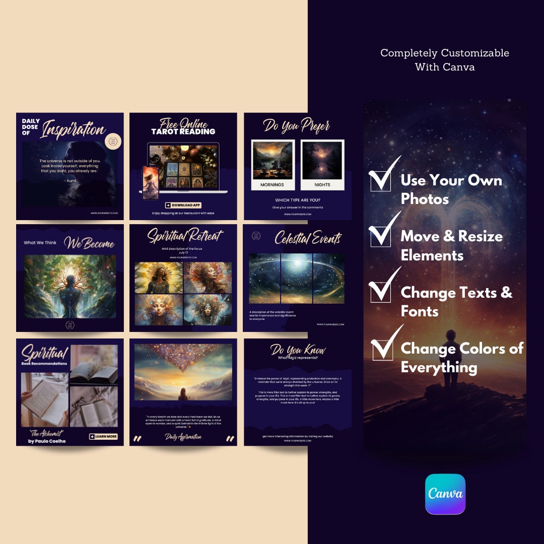 Spiritual Instagram Post Templates - WITH IMAGERY - Spiritual Instagram ...