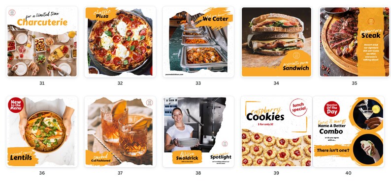 Food & Restaurant Instagram Templates for Restaurant All in One Canva ...
