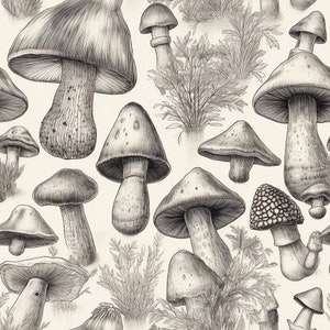 Mushrooms Seamless Tile Pattern - Etsy