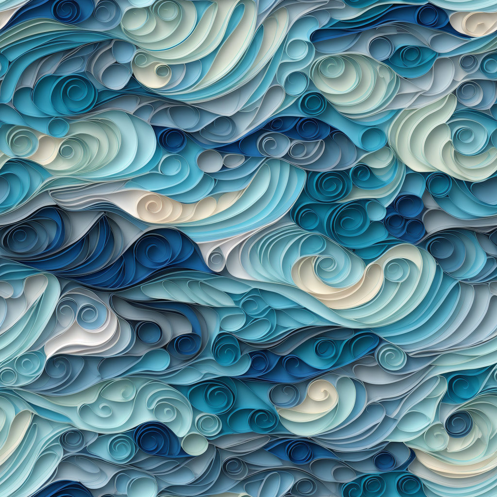 Paper Quilled Waves Seamless Tile Pattern - Etsy