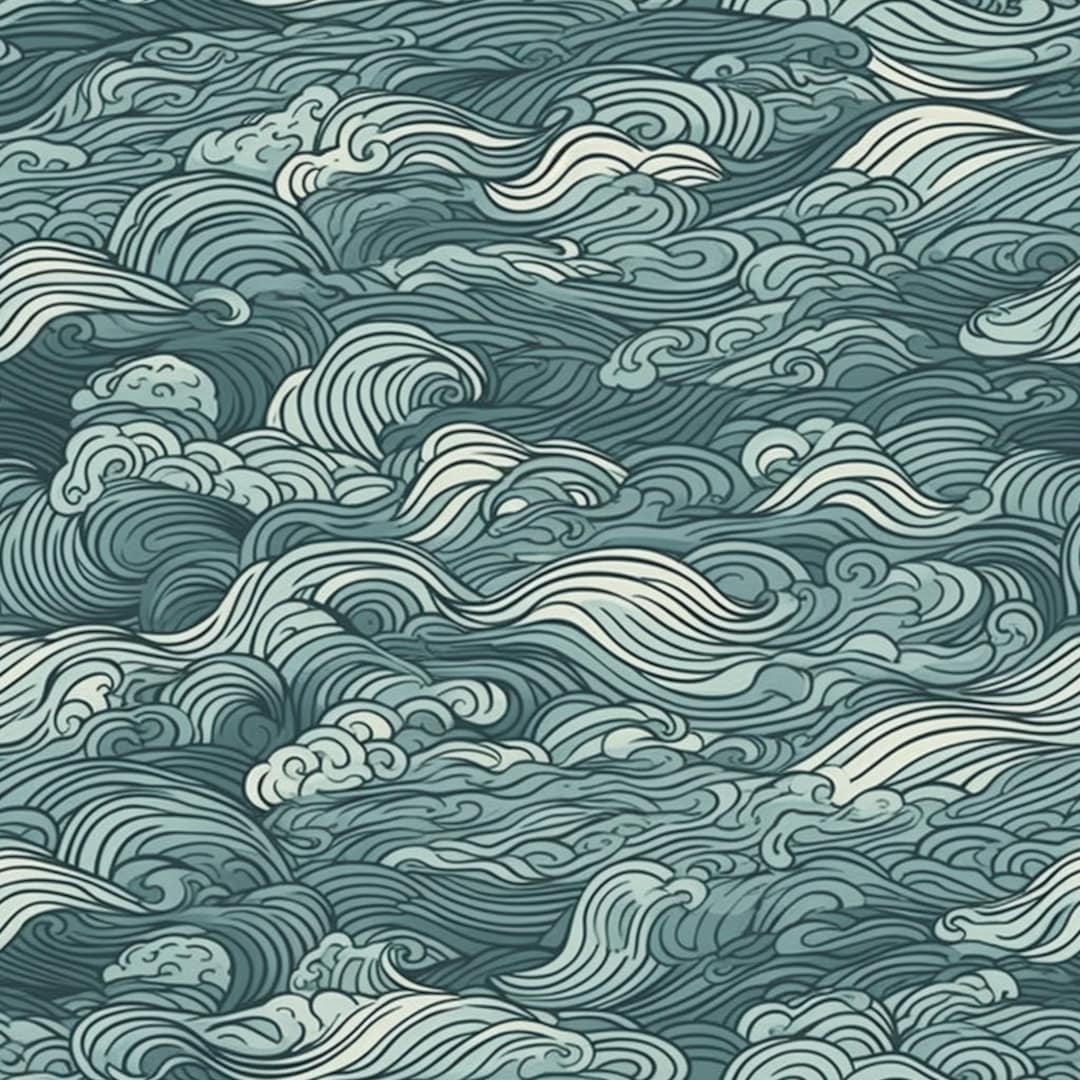 Rolling Waves and Clouds Pattern - Seamless Tile - Etsy