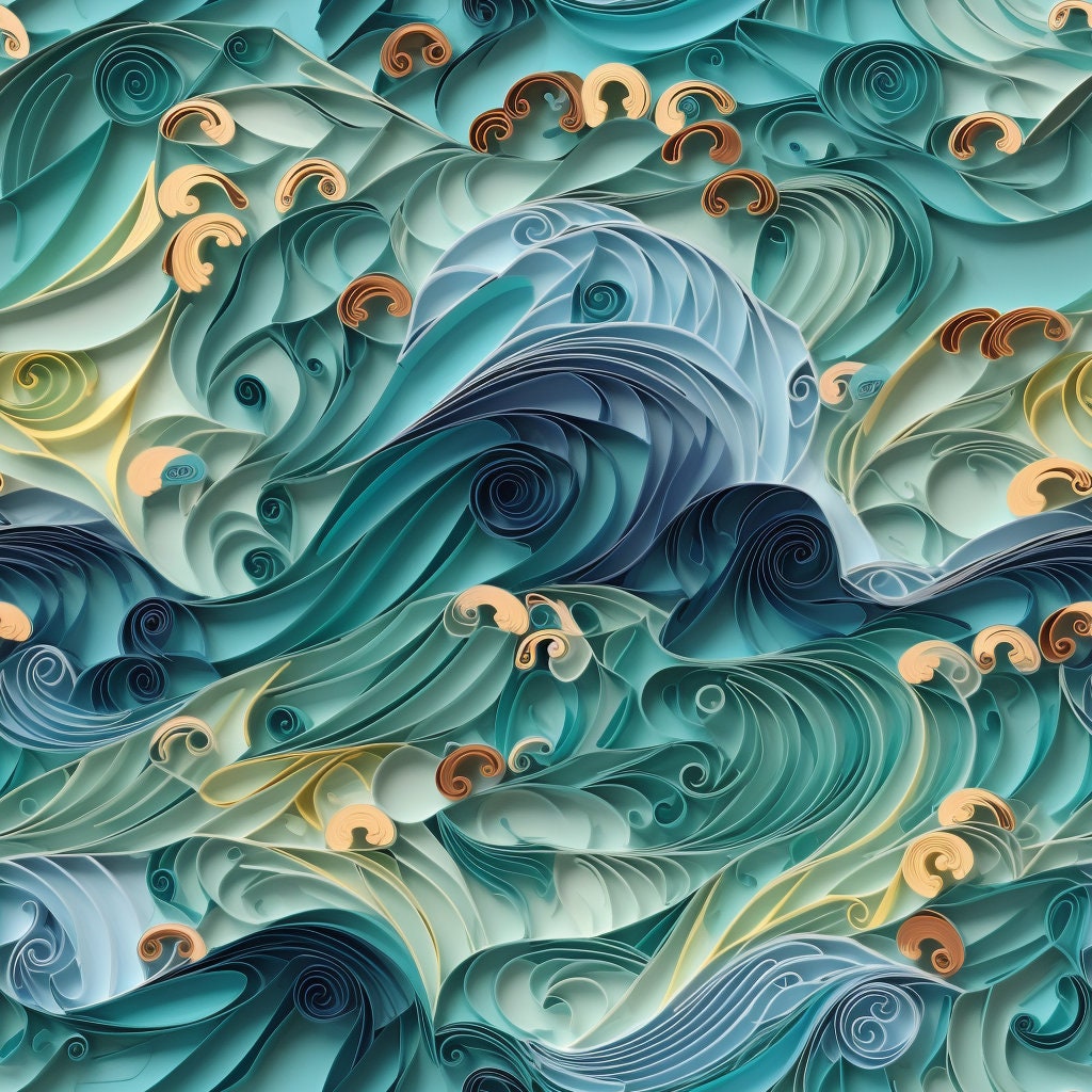 Paper Quilled Waves Seamless Tile Pattern - Etsy