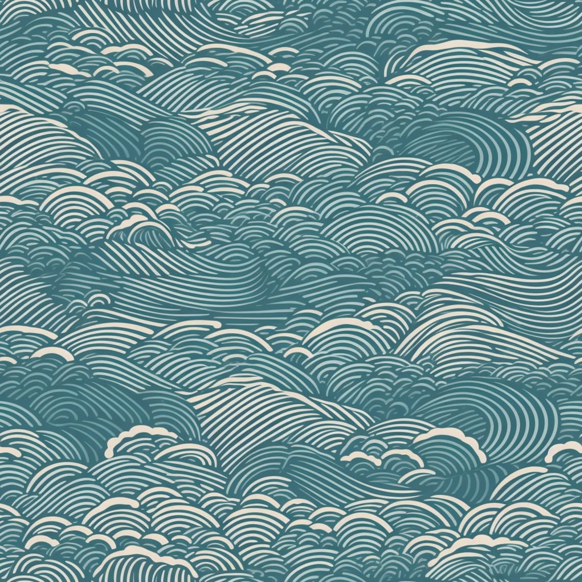 Rolling Waves and Clouds Pattern - Seamless Tile - Etsy