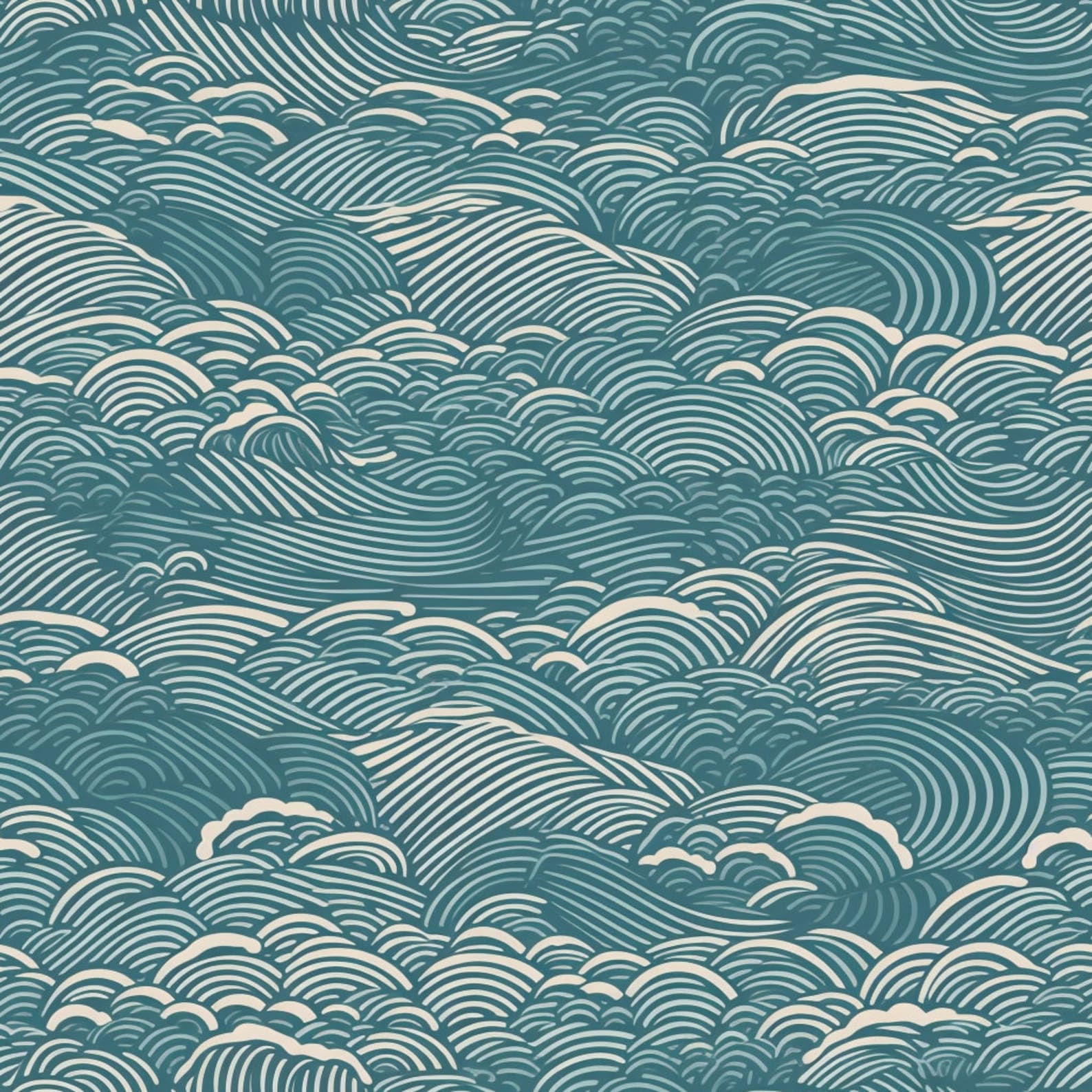 Rolling Waves and Clouds Pattern - Seamless Tile - Etsy