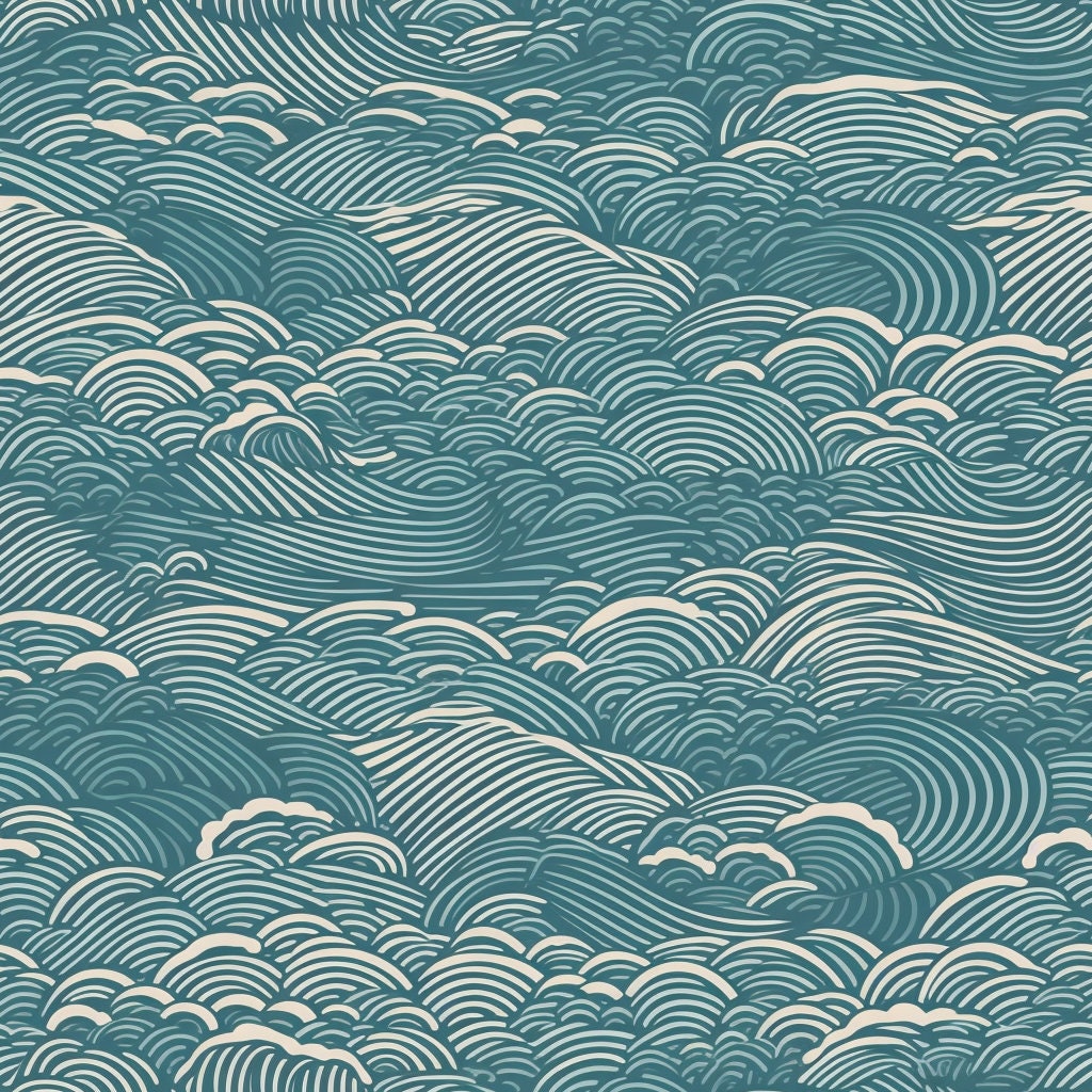 Rolling Waves and Clouds Pattern - Seamless Tile - Etsy