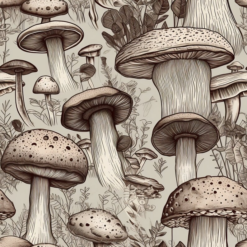 Mushrooms Seamless Tile Pattern - Etsy