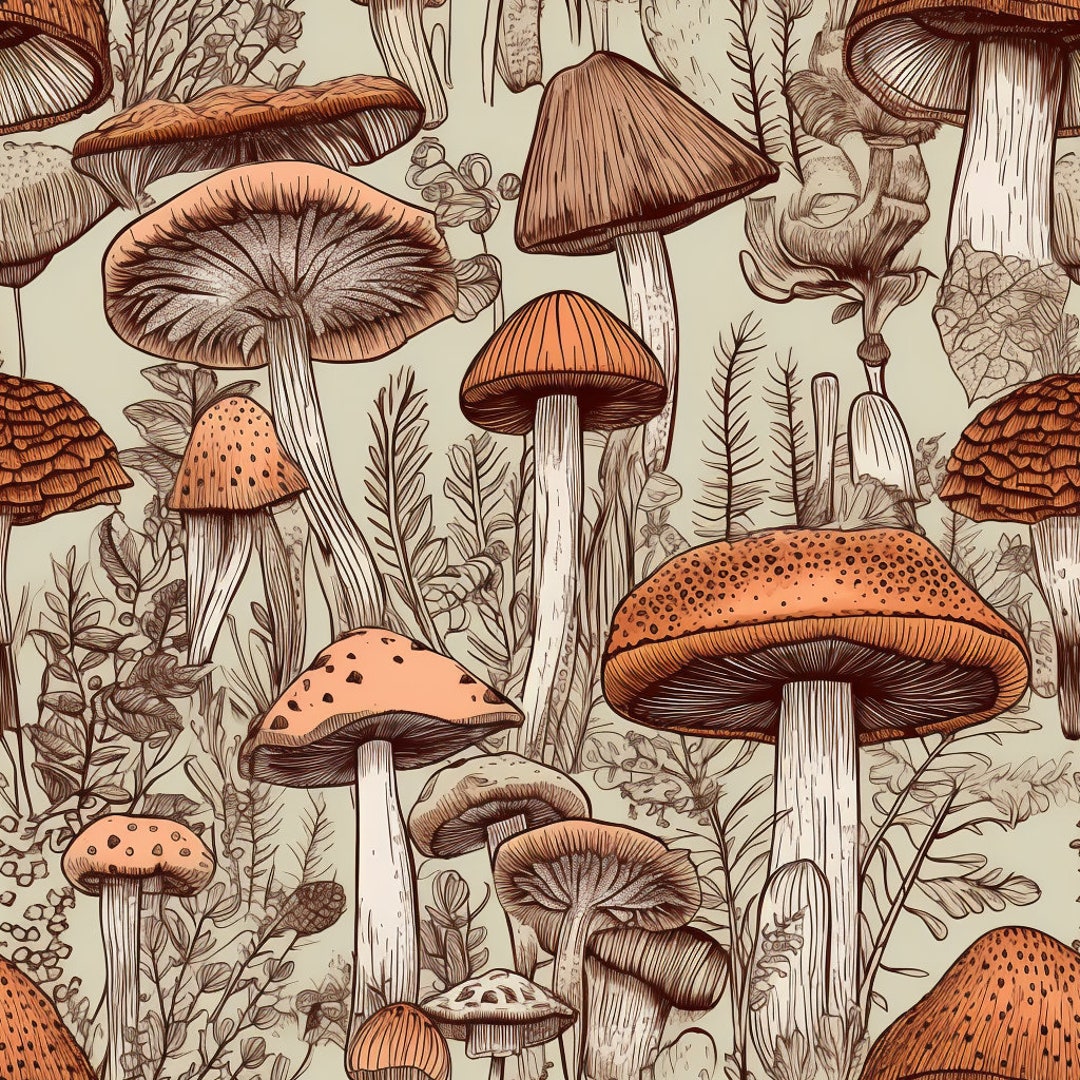 Mushrooms Seamless Tile Pattern - Etsy