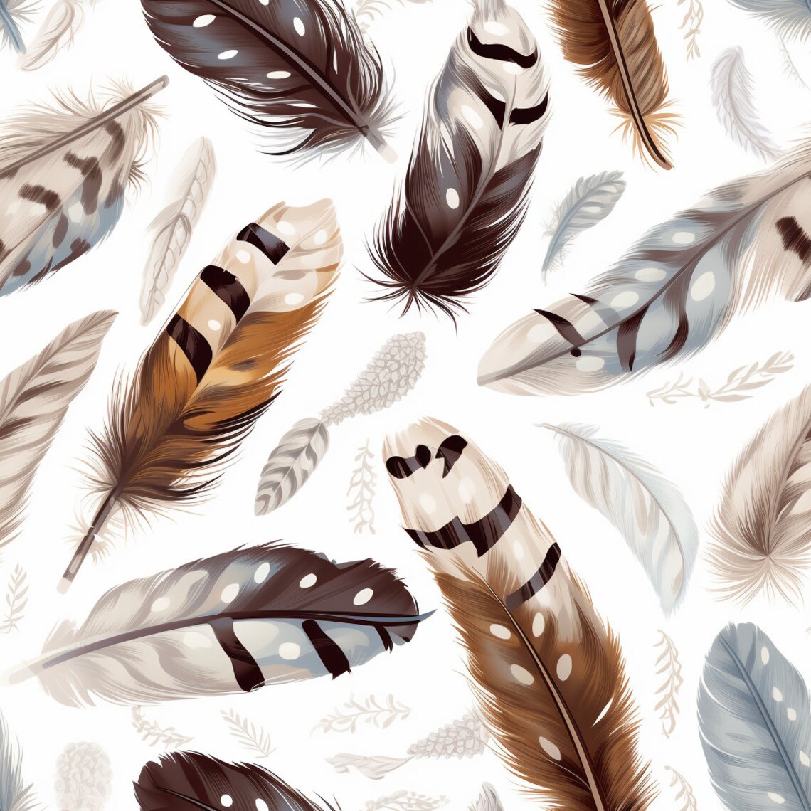 Bird Feathers Pattern - Seamless Tile Pattern - Etsy