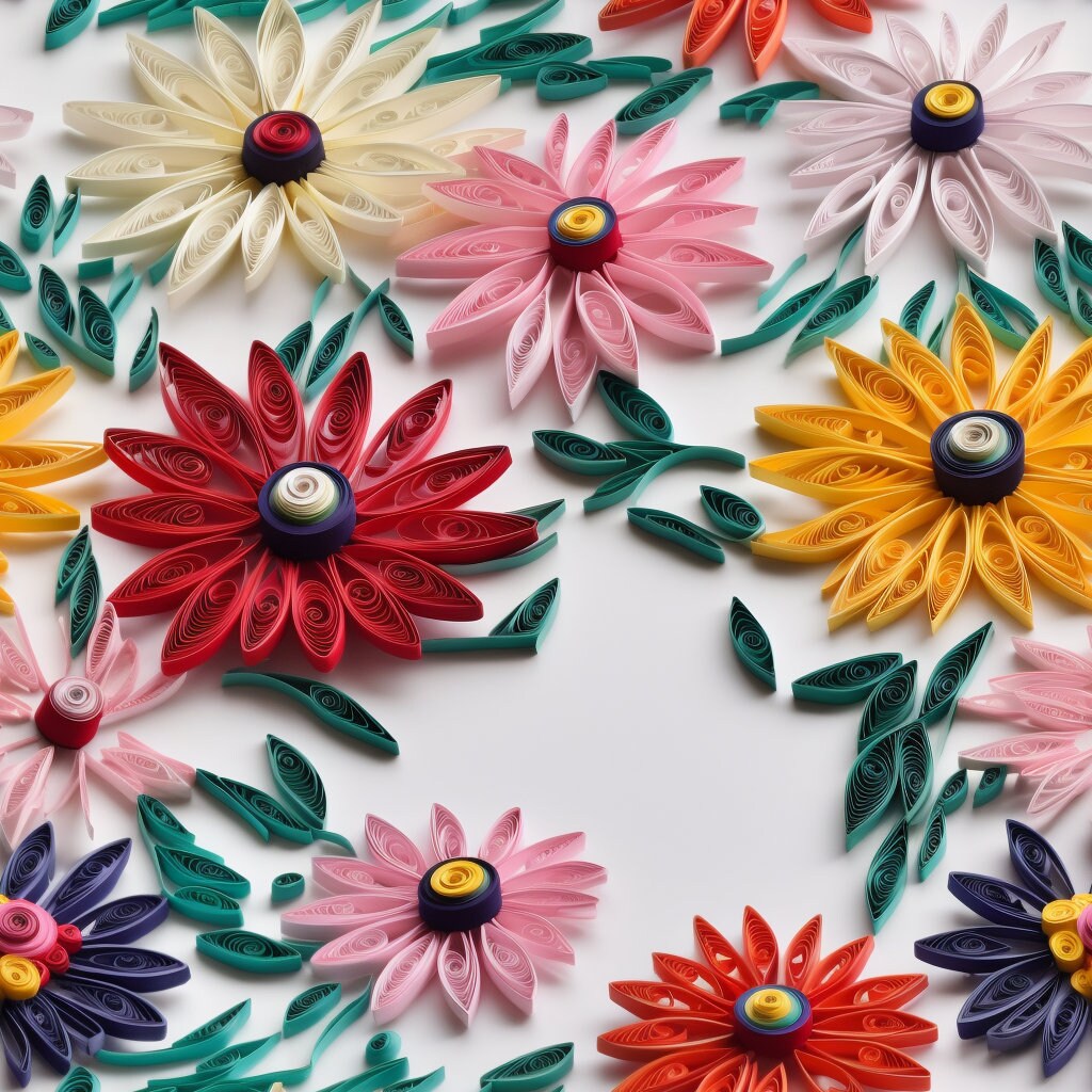 Paper Quilled Flower Pattern - Seamless Tile - Etsy