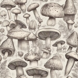 Mushrooms Seamless Tile Pattern - Etsy