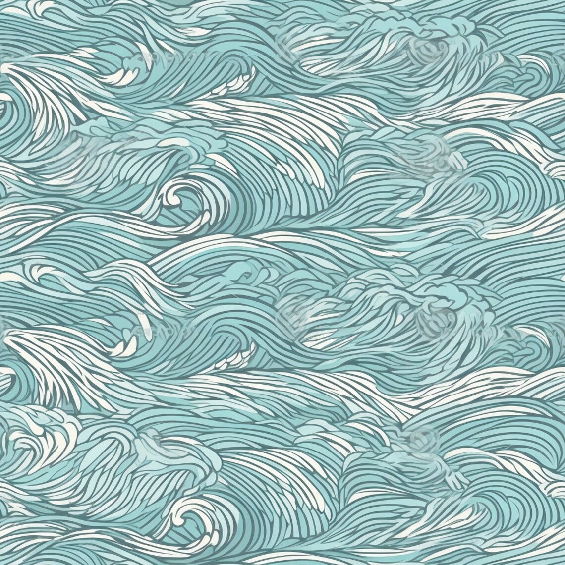 Rolling Waves and Clouds Pattern - Seamless Tile - Etsy