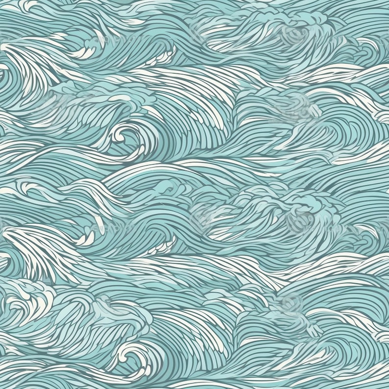 Rolling Waves and Clouds Pattern - Seamless Tile - Etsy