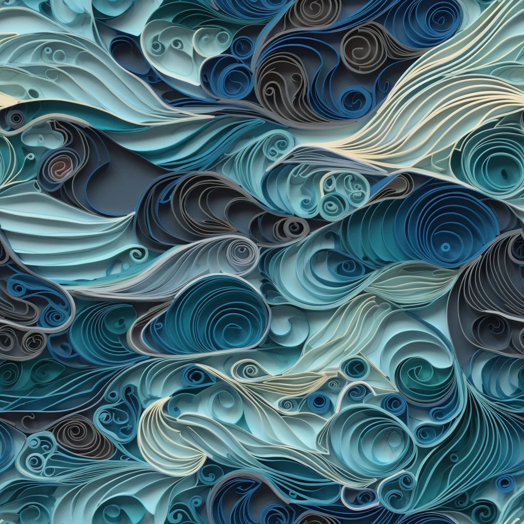 Paper Quilled Waves Seamless Tile Pattern - Etsy