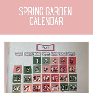 Spring Garden Theme Calendar DIGITAL DOWNLOAD Printable Classroom Decor ...