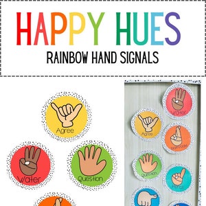 Happy Hues Rainbow Theme Hand Signals | DIGITAL DOWNLOAD | Printable ...