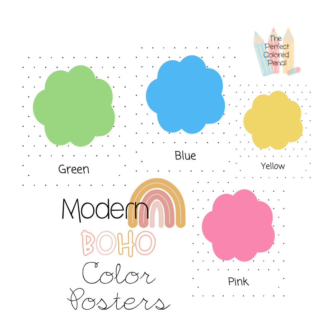 Calm Boho Classroom Decor Color Posters | Easy and Modern Classroom ...