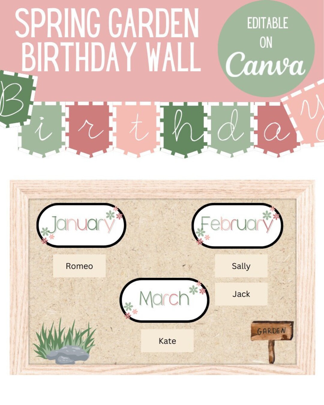 Spring Garden Birthday Wall | Birthday | DIGITAL DOWNLOAD | Printable ...