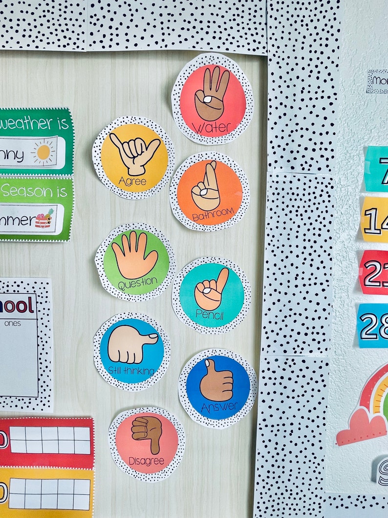 Happy Hues Rainbow Theme Hand Signals | DIGITAL DOWNLOAD | Printable ...