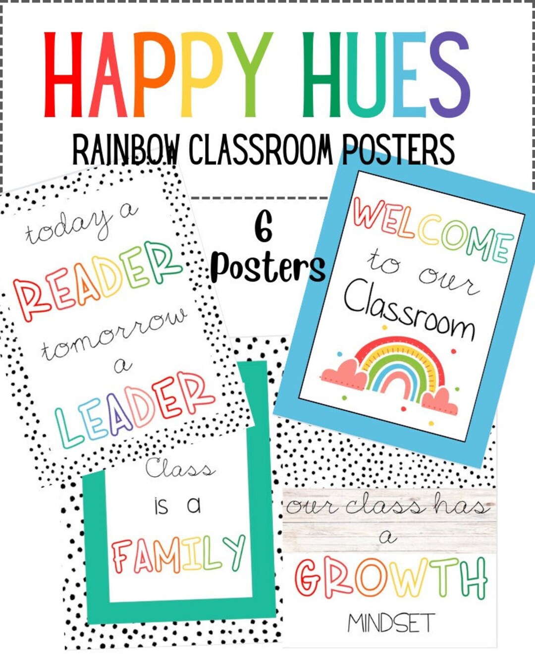 Happy Hues Rainbow Theme | Classroom Posters | DIGITAL DOWNLOAD ...