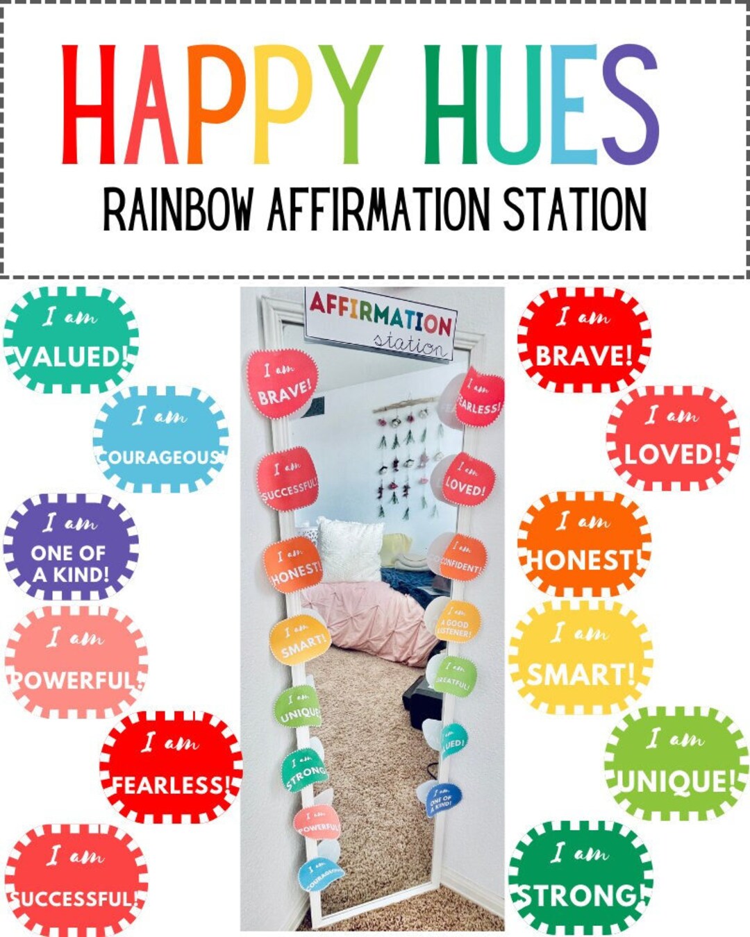Happy Hues Rainbow Affirmation Station | DIGITAL DOWNLOAD | Printable ...