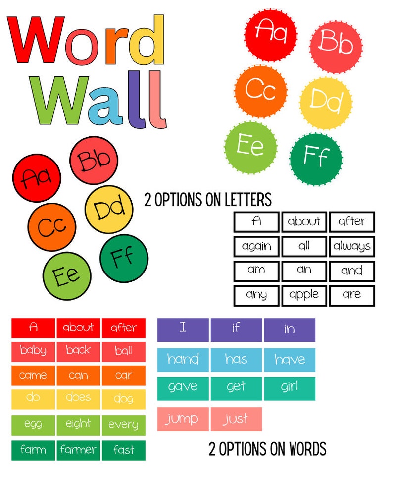 Happy Hues Rainbow Theme Word Wall | DIGITAL DOWNLOAD | Printable ...