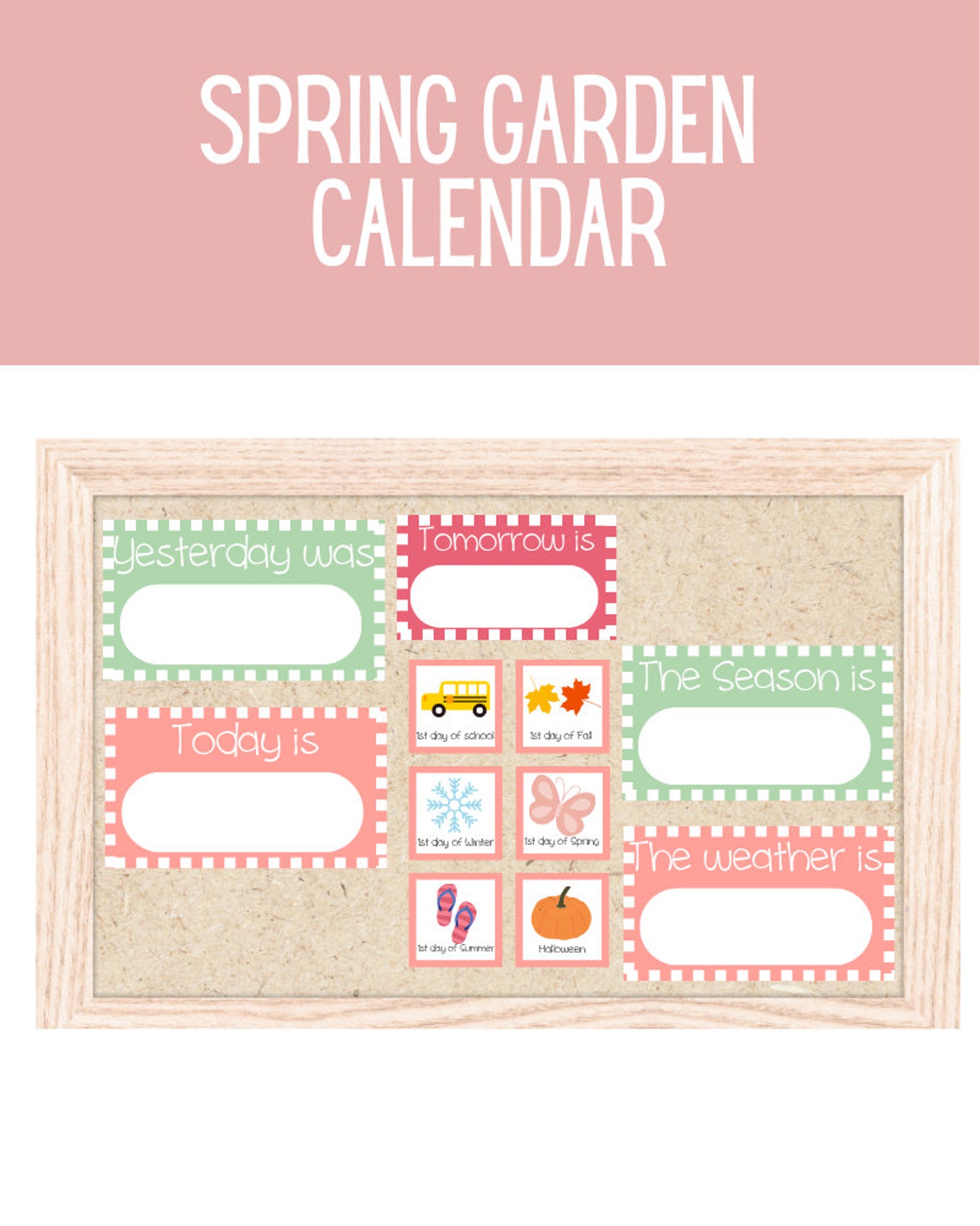 Spring Garden Theme Calendar | DIGITAL DOWNLOAD | Printable Classroom ...