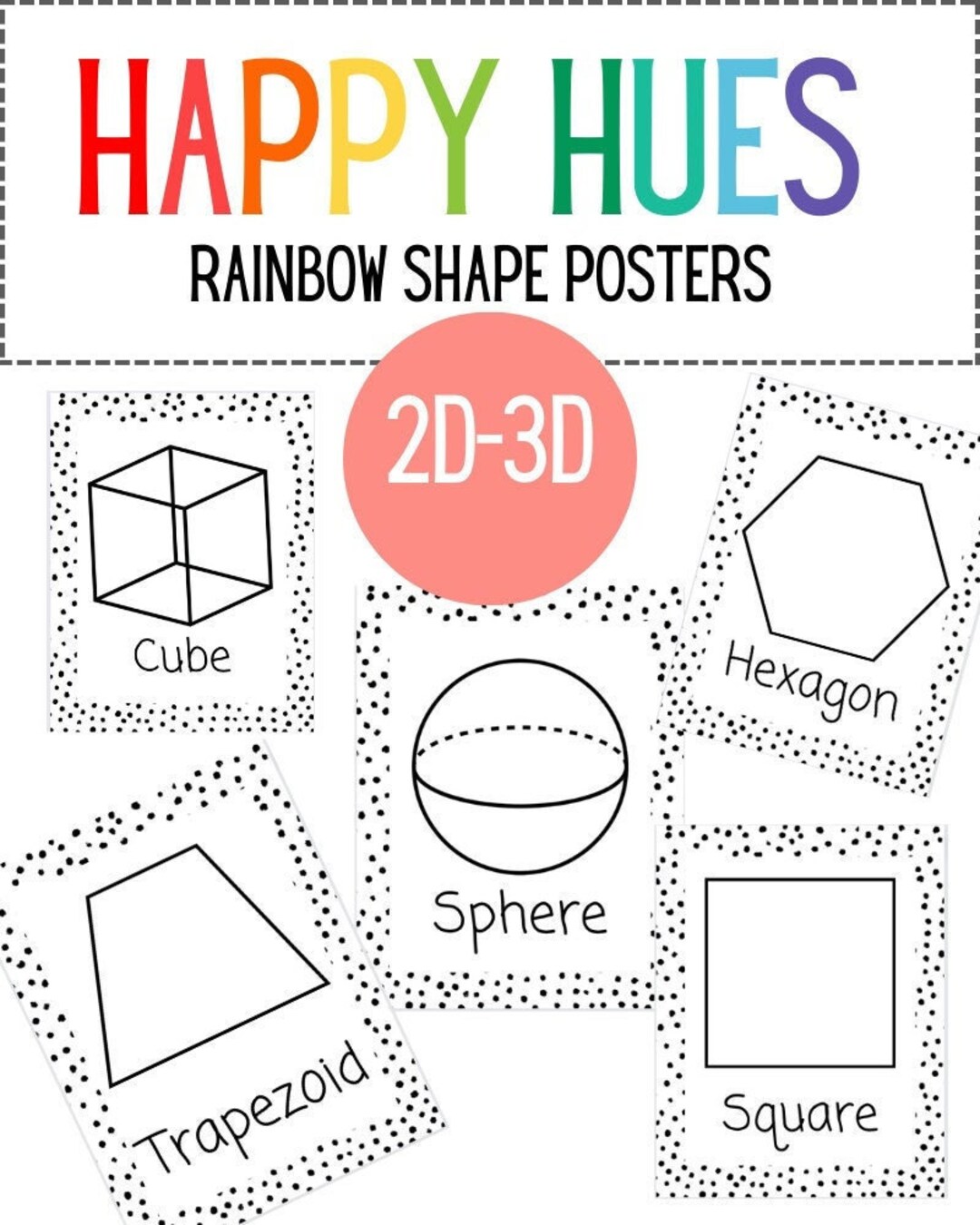 Happy Hues Rainbow Theme Shape Posters | Math | DIGITAL DOWNLOAD ...