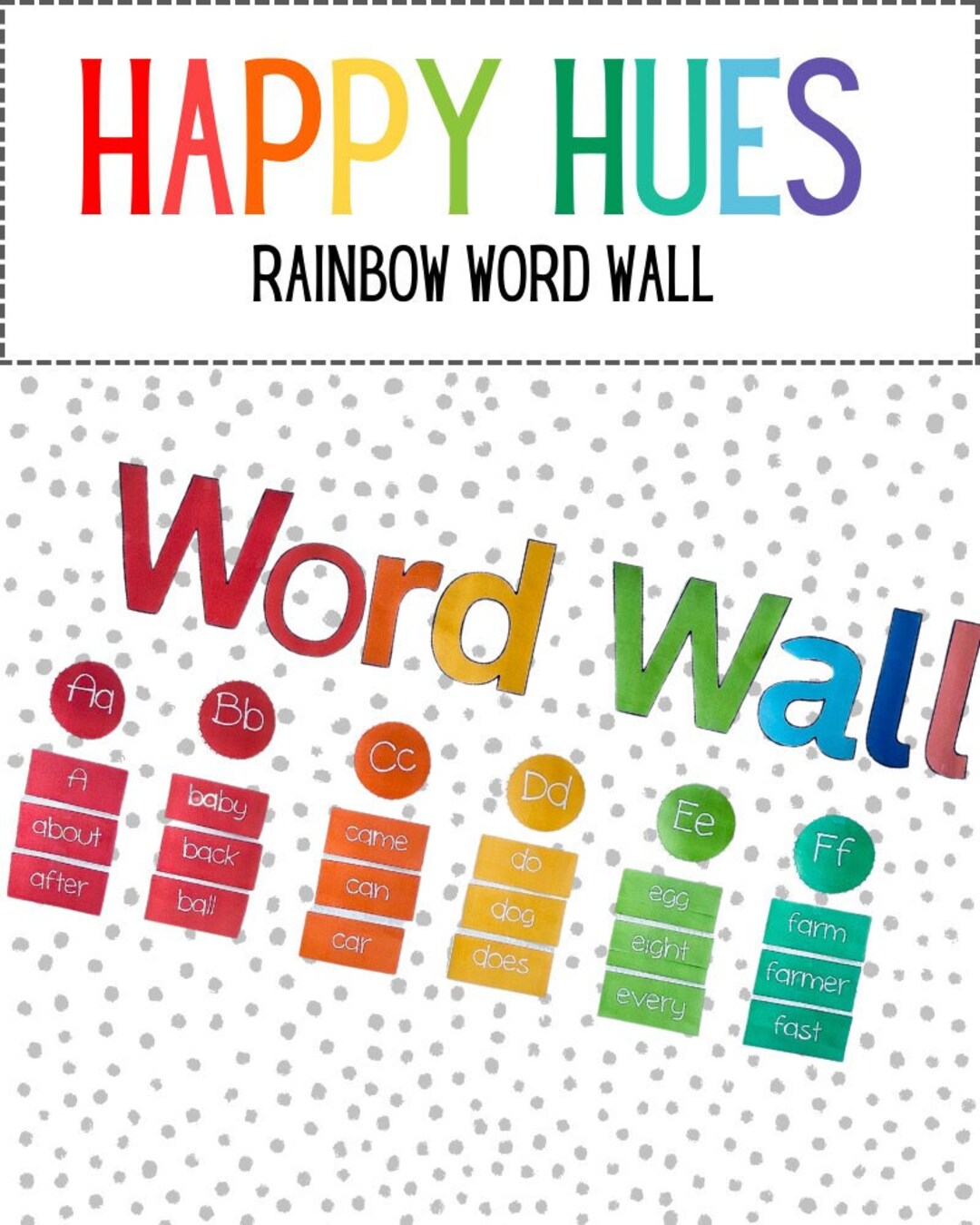 Happy Hues Rainbow Theme Word Wall | DIGITAL DOWNLOAD | Printable ...