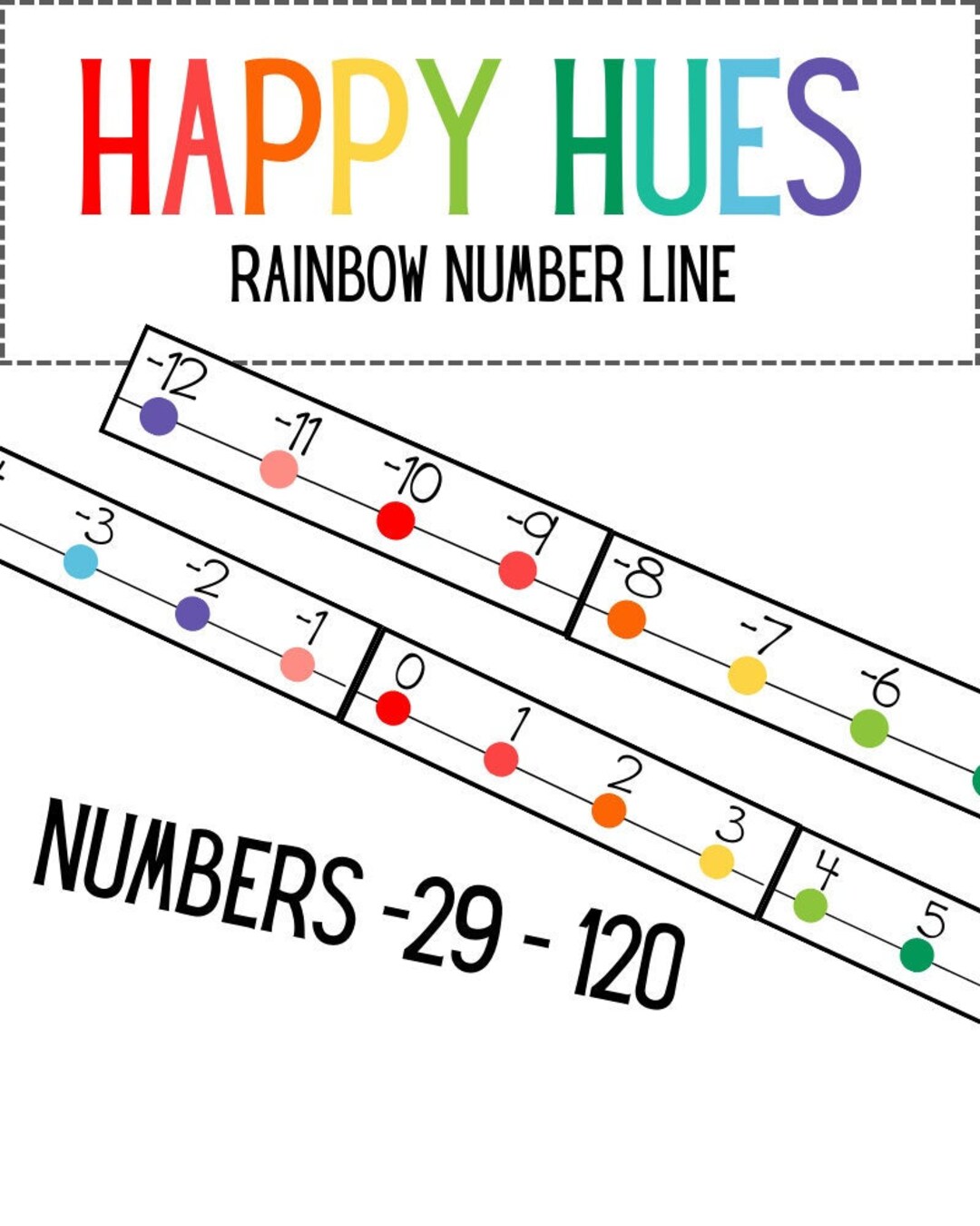 Happy Hues Rainbow Theme Number Line | DIGITAL DOWNLOAD | Printable ...