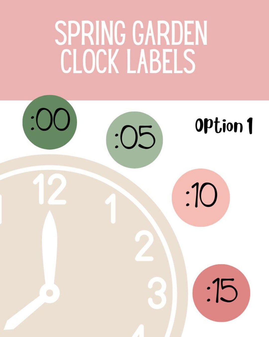 Spring Garden Theme Clock Labels | 5 Minute Interval Clock Labels ...