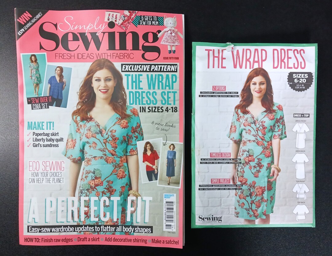 NEW Simply Sewing UK Magazine March 2019 Issue 54 Wrap Dress Pattern Sz ...