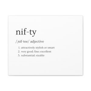 Nifty Word Definition Canvas Wall Art - Etsy