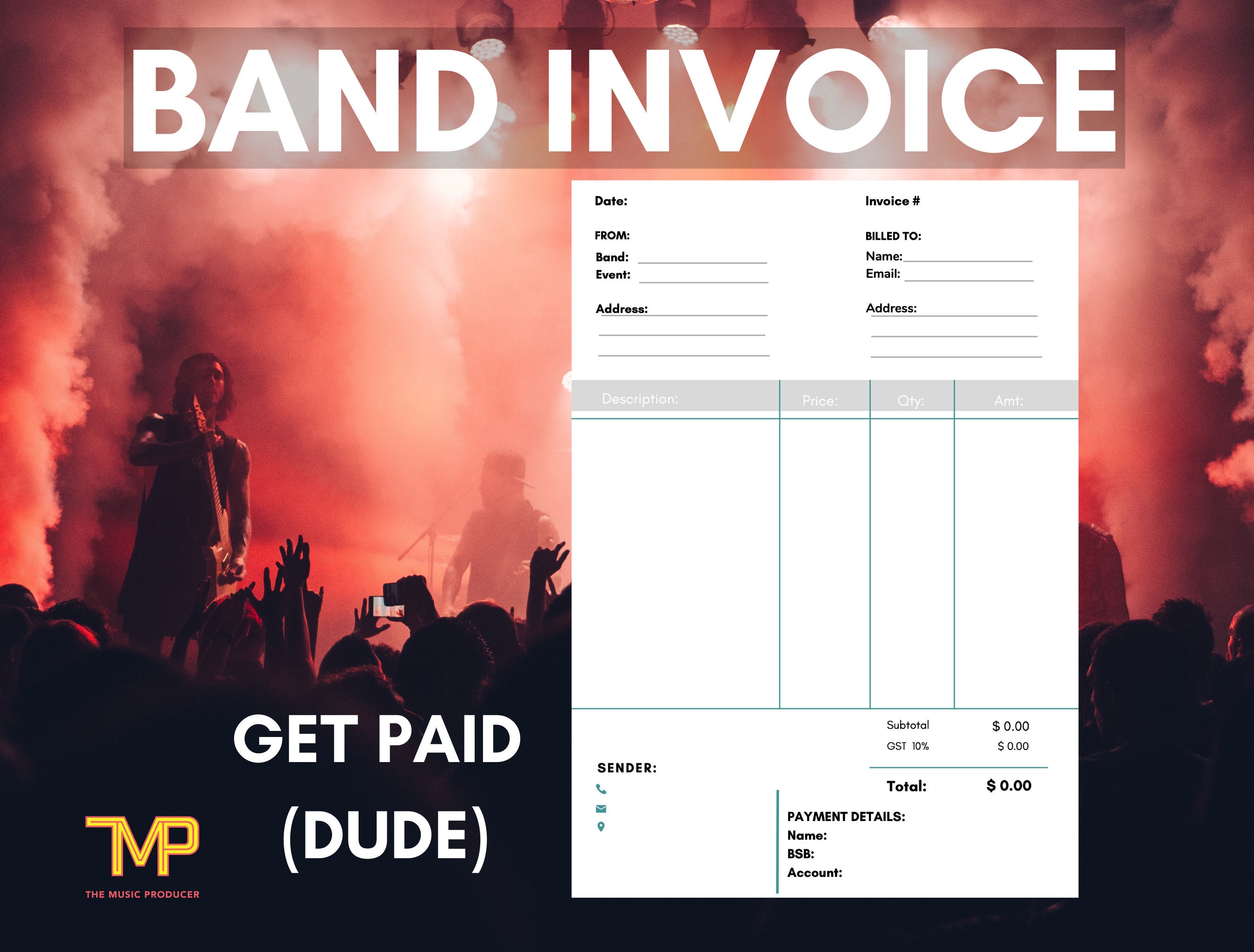Band Invoice Performer Invoice Blank Invoice Band Digital Downloads ...