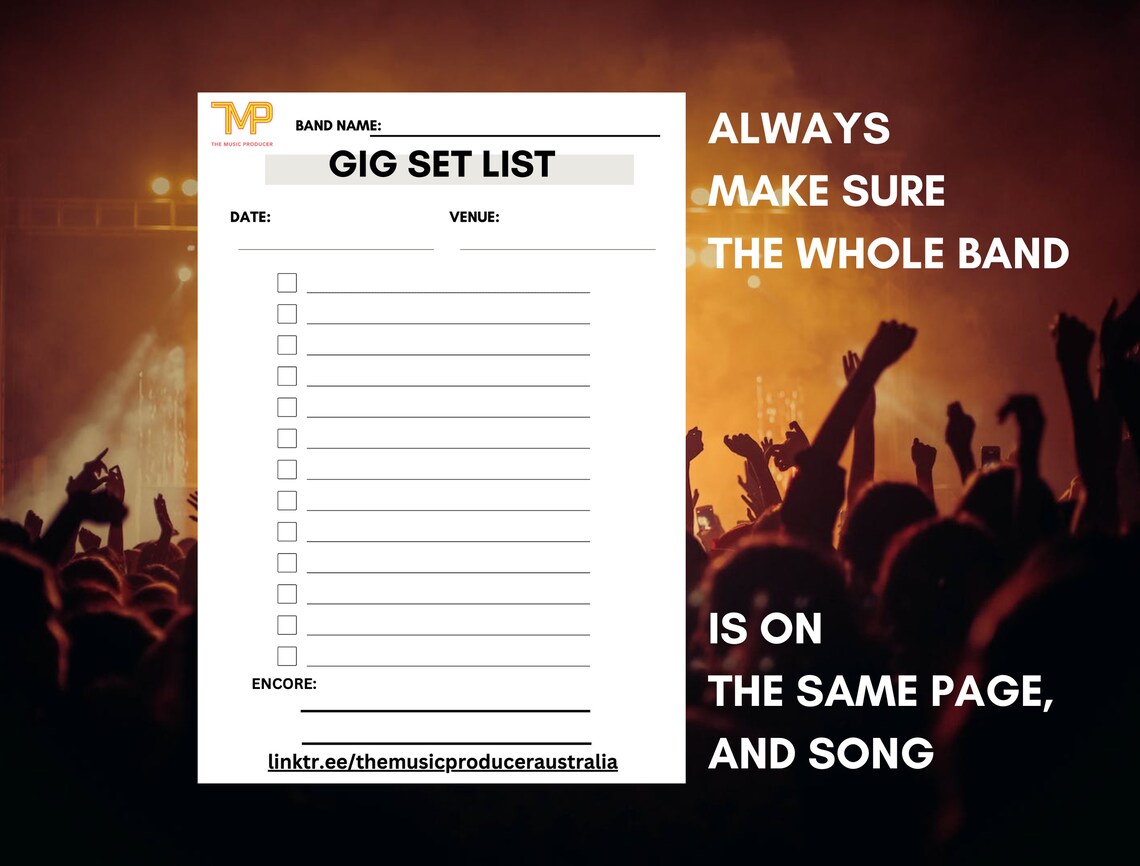 Band Setlist Musical Band Music Tracker Band Digital - Etsy